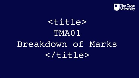 Tma01breakdownofmarks On Vimeo