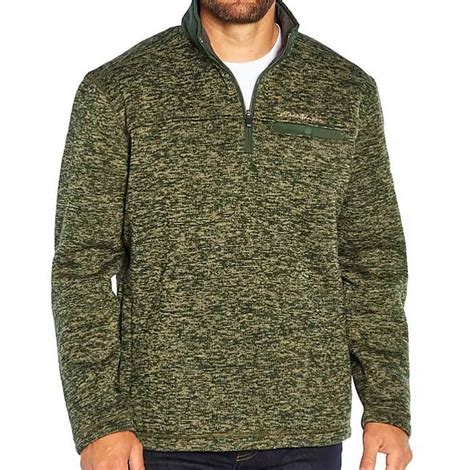 Eddie Bauer Mens Sweater Fleece Zip Pullover Palm Heather Xl