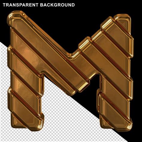 대각선 스트랩 3d 대문자 M와 골드 글자 프리미엄 Psd 파일