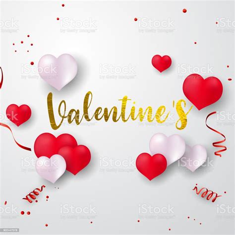 빨간색과 흰색 심장 흰색 풍선 색종이 개념 디자인 서식 파일 해피 발렌타인 인사 배경 축 벡터 일러스트입니다 2월에 대한 스톡 벡터 아트 및 기타 이미지 Istock