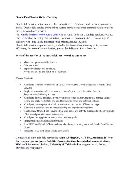 Oracle Field Service Cloud Trainingpdf Cloud Computing Internet