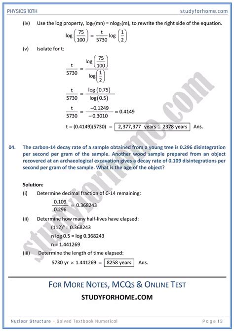 Nuclear Structure Solved Textbook Numericals Physics Th