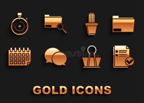 Set Speech Bubble Chat Document Folder And Check Mark Binder Clip Calendar Cactus Succulent