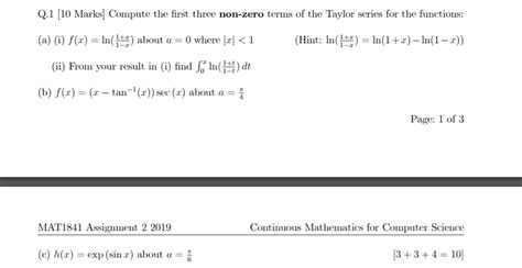 solved compute the first three non zero terms of the taylor