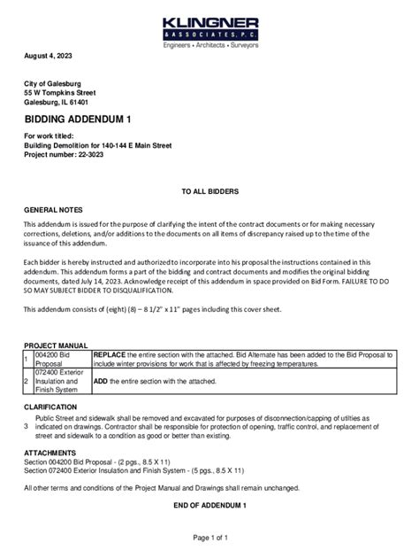 Fillable Online Bidding Addendum 1 Fax Email Print Pdffiller