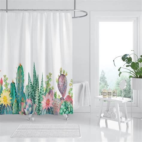 Hipposama Cactus Shower Curtain Succulent Shower Curtain