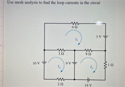 Solved Use Mesh Analysis To Find The Loop Currents In The Chegg Com