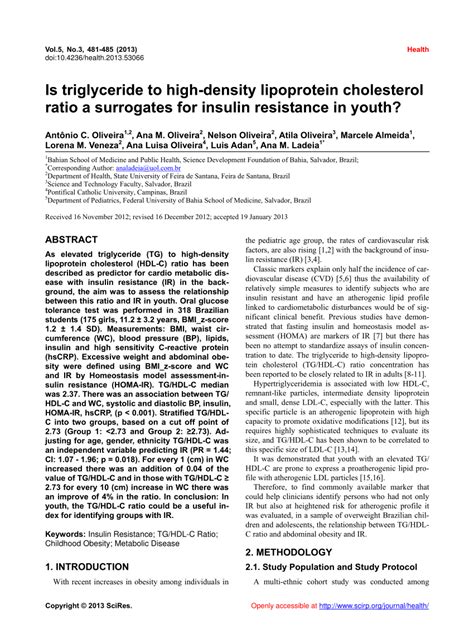 Pdf Is Triglyceride To High Density Lipoprotein Cholesterol Ratio A