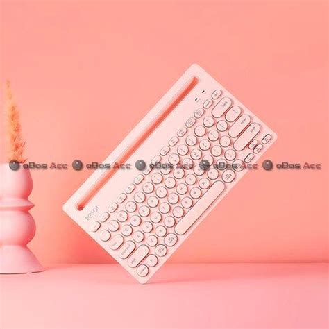 jual keyboard multi device bluetooth wireless robot kb10 pink pc