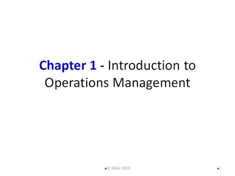 Pdf Chapter 1 Introduction To Operations Management · Chapter 1