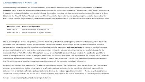 Solved 3 Particular Statements In Predicate Logic In