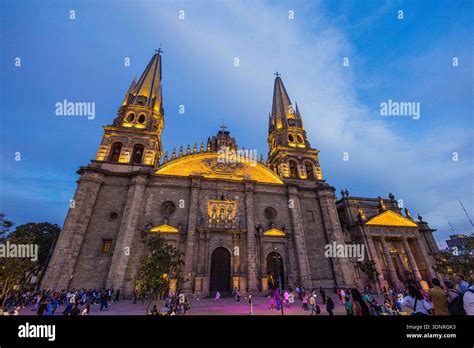 The Plaza And The Guadalajara Cathedral At Sunset In The Historic