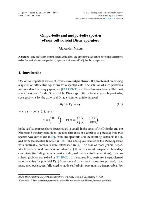 pdf on periodic and antiperiodic spectra of non self adjoint dirac