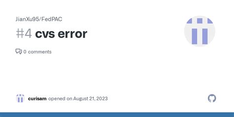 Cvs Error · Issue 4 · Jianxu95fedpac · Github