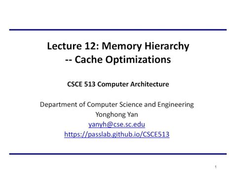 PDF Lecture Memory Hierarchy Cache Optimizations Lecture Memory Hierarchy Cache