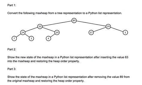 Solved Part 1 Convert The Following Maxheap From A Tree
