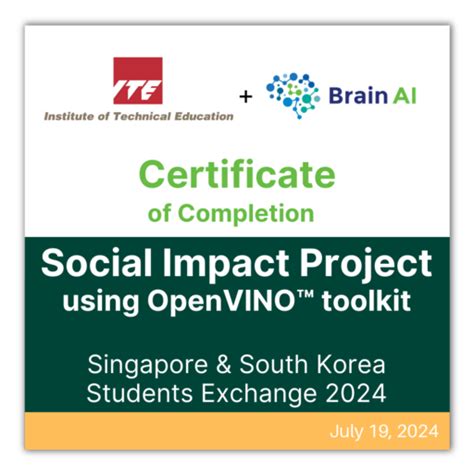 Social Impact Project Certificate Of Completion Using Openvino™ Toolkit