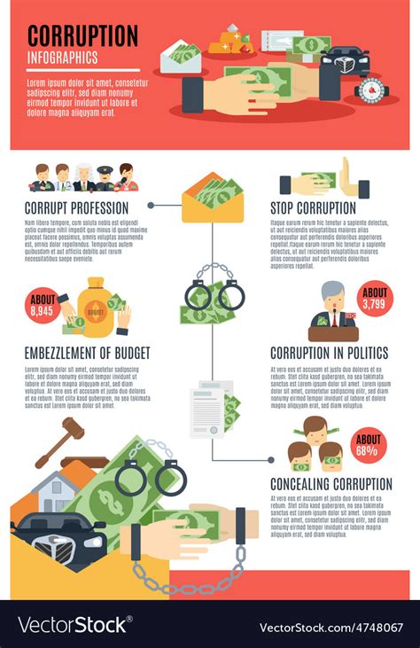 Corruption Infographics Set Royalty Free Vector Image