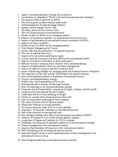 Assignment Topics Pdf Internationalization Corporate Social