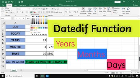 Datedif Function In Excel How To Calculate Age In Ms Excel Age Kaise Nikale In Hindiexcel