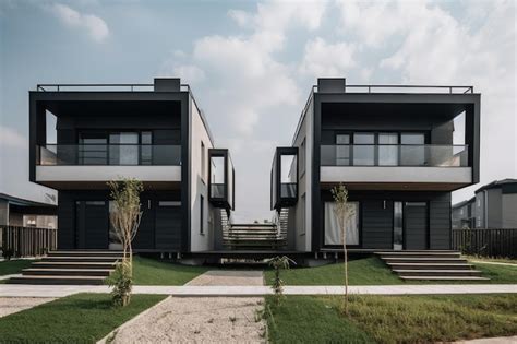 Premium Photo Twin Houses With Identical Design And Decor Side By Side