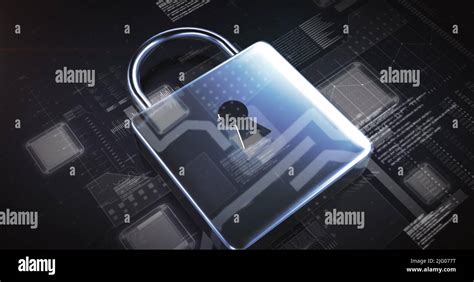 Image Of Processor Data Processing And Online Security Padlock Stock