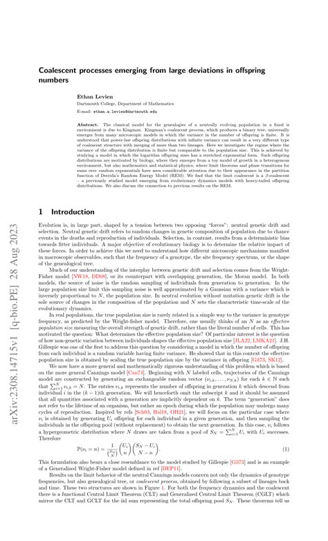 Pdf Coalescent Processes Emerging From Large Deviations In Offspring