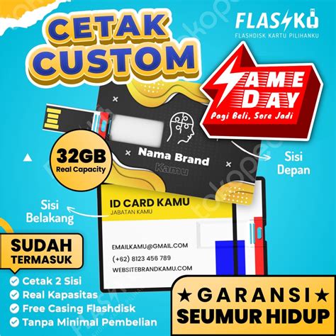 Jual Flashdisk Kartu Custom 32gb Cetak Fd Kartu Custom Flashdisk Id