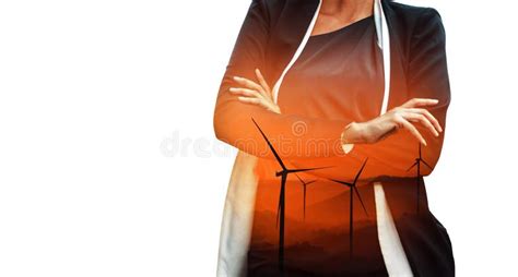 Wind Turbine Double Exposure Graphic Interface Uds Stock Image Image