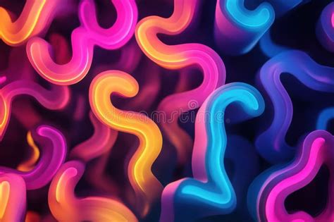 Colorful Abstract Swirls Create A Dynamic Visual Display In Vibrant Neon Tones Stock