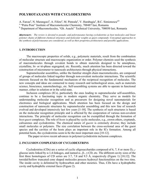 Pdf Polyrotaxanes With Cyclodextrins