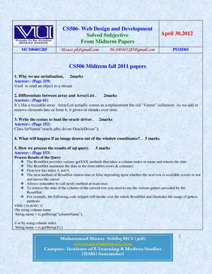 CS Quiz CS WEB DESIGN AND DEVELOPMENT QUIZ NO In The Context Of Response Code