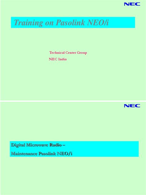 training on pasolink neo i technical center group nec india pdf