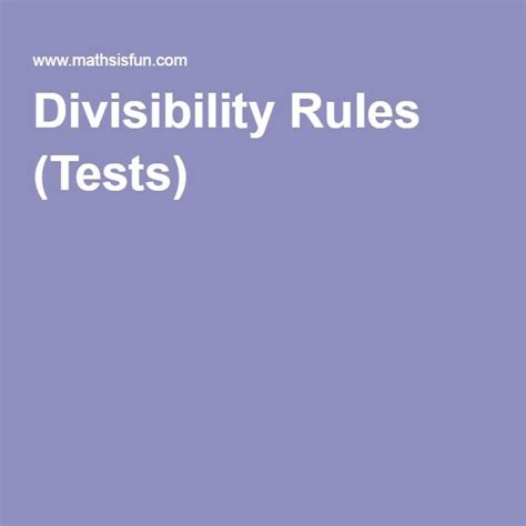 divisibility rules tests