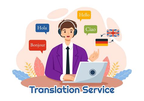 Translator Service Illustration With Language Translation For Various Countries And