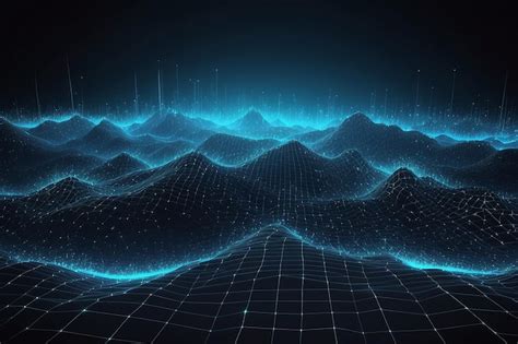 premium photo vector particle grid technology background data mesh
