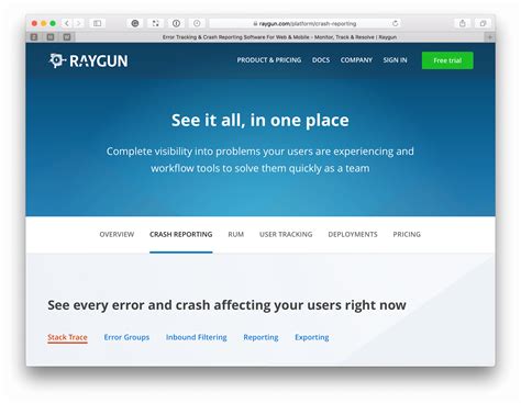 the top four exception tracking services
