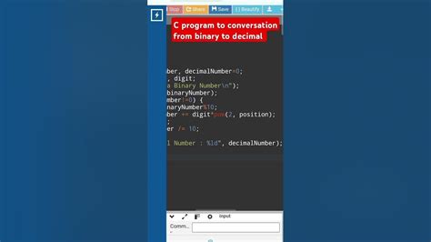 C Program To Conversion From Binary To Decimal🌹💐😊😊😊💐👍👍 Coding Youtube