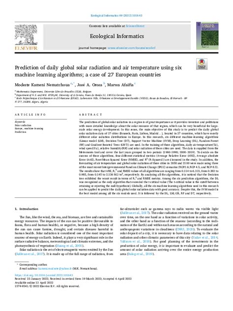 pdf prediction of daily global solar radiation and air temperature