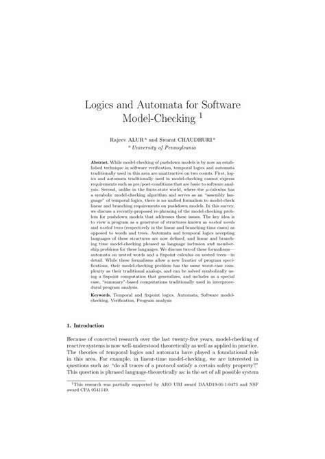 Pdf Logics And Automata For Software Model Checking Dokumentips