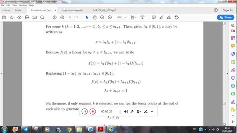 modelling piecewise linear functions with binary variables