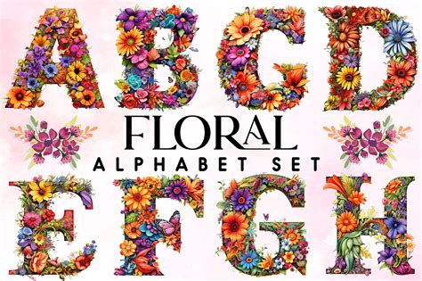Floral Alphabet Poster At Mary Langan Blog