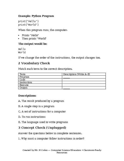 Csp Python — Lesson 31 What Is A Program Intro To Programming