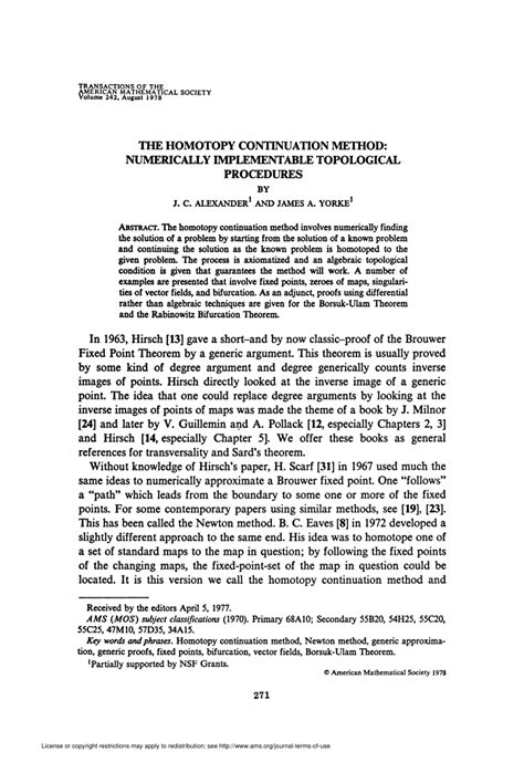 Pdf The Homotopy Continuation Method Numerically Implementable