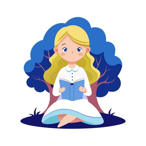 Joyful Cartoon Girl Enjoying A Good Book Stock Vector Illustration Of