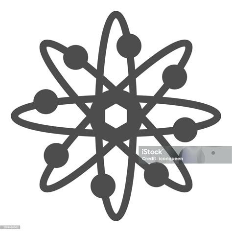 Atom Solid Icon Physics Science Concept Vector Graphics Orbits Around Atom Structure Sign On