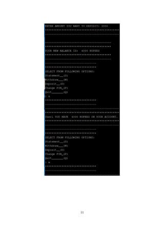 Atm Simulation Mini Project Using Python Programming Language PDF