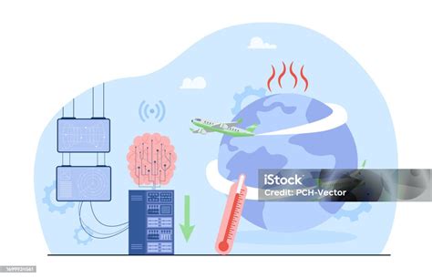 Impact Of Airplane Contrails On Planet Vector Illustration Stock