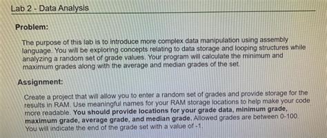 Solved Lab Data Analysis Problem The Purpose Of This Chegg Com