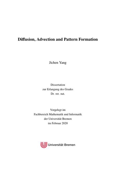 Pdf Diffusion Advection And Pattern Formation